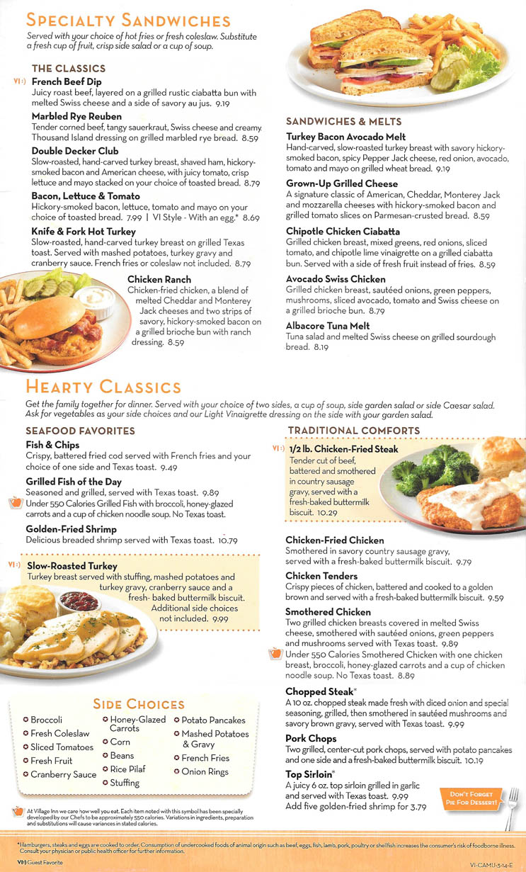 Village Inn Menu